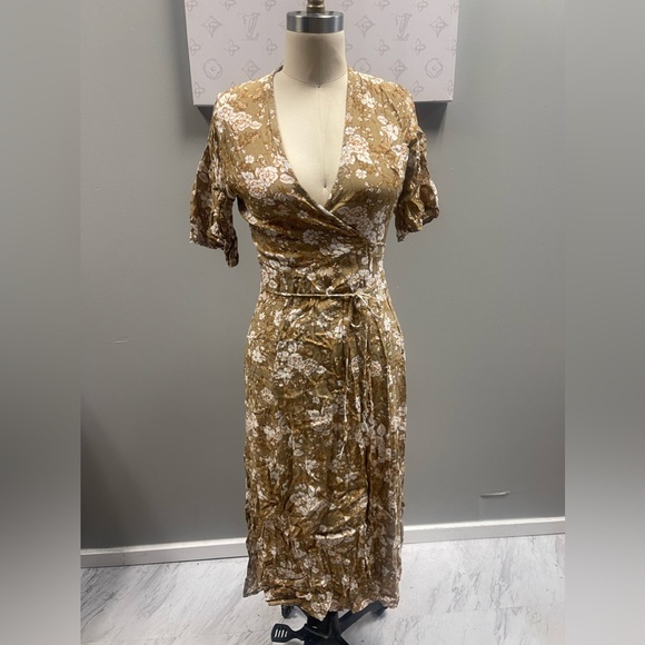 Faithfull the Brand | Dresses | Faithful The Brand Brown Wrap Dress ...